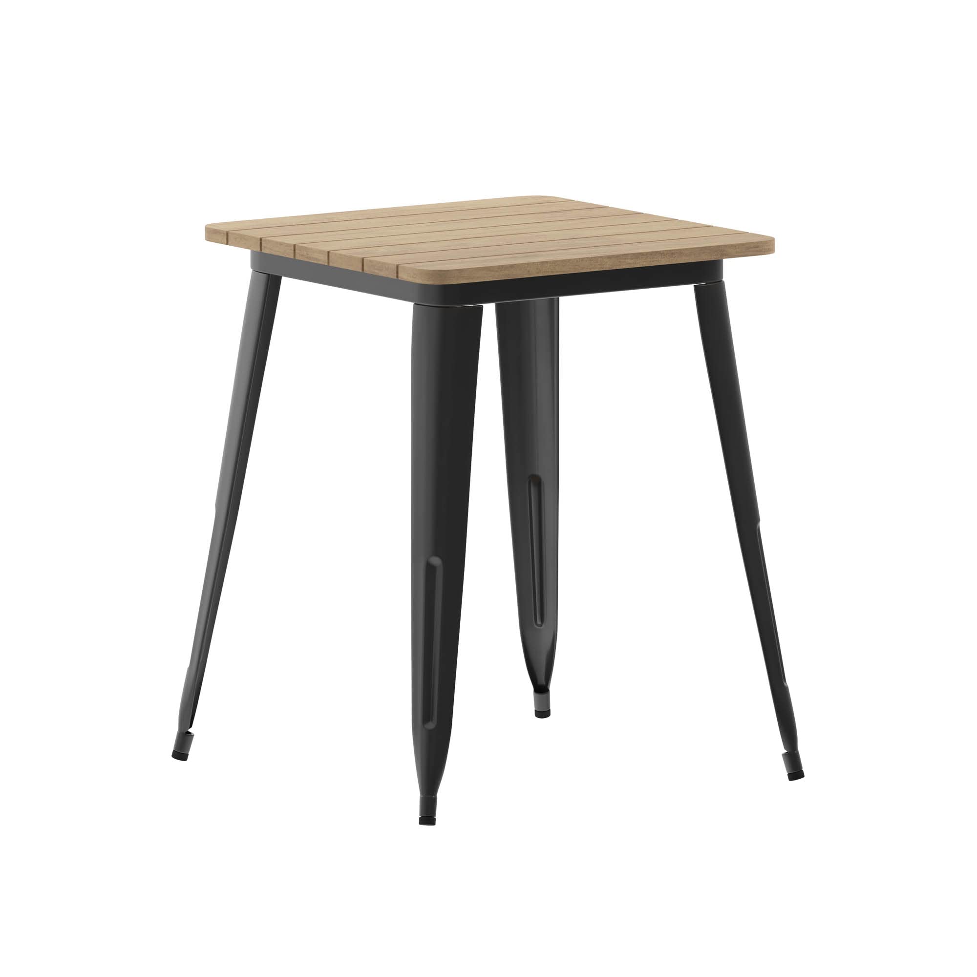 Flash Furniture Declan Commercial Outdoor Dining Table, All Weather Poly Resin Top with Steel Base, 23.75" Square, Brown/Black
