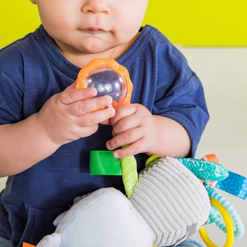 Bright Starts Rhino Playful Pals Take-Along BPA-Free Stroller Baby Toy, Age Newborn+