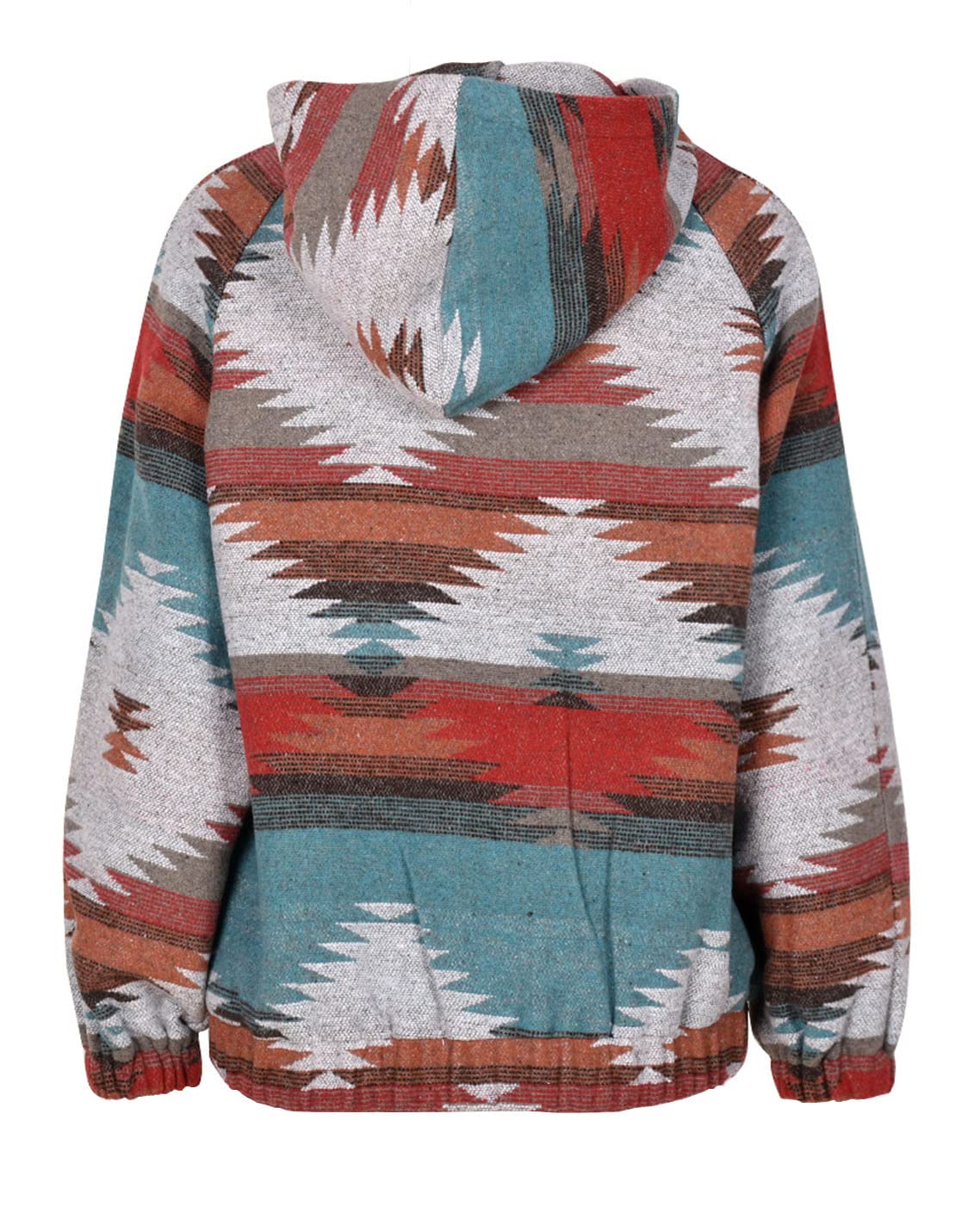 COWOKA Women's Aztec Print Pattern Western Ethnic Half Zip Long Sleeve Pullover Hoodie Sweatshirt Red L