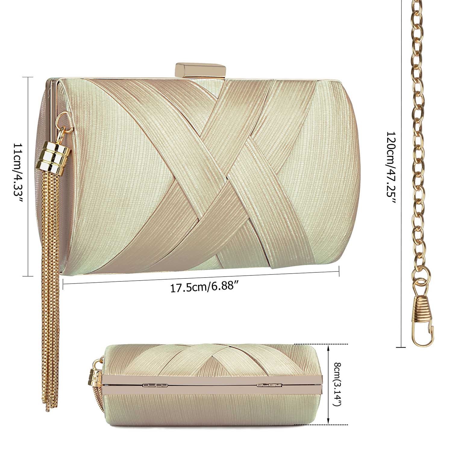 KISSCHIC Women's Elegant Tassel Evening Bag Clutch Purse for Bride Wedding Prom Night Out Party, Red