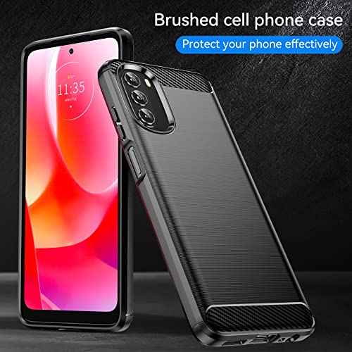 Moto G 5G Case (2022) with HD Screen Protector, MAIKEZI Non-Slip Shock-Absorption TPU Bumper, Soft Rubber Protective Cover - Black