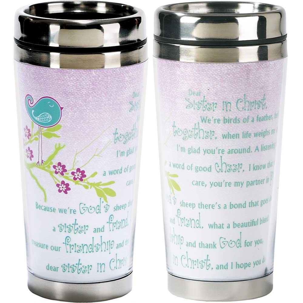 Dicksons Dear Sister in Christ 16 Oz. Stainless Steel Insulated Travel Mug with Lid