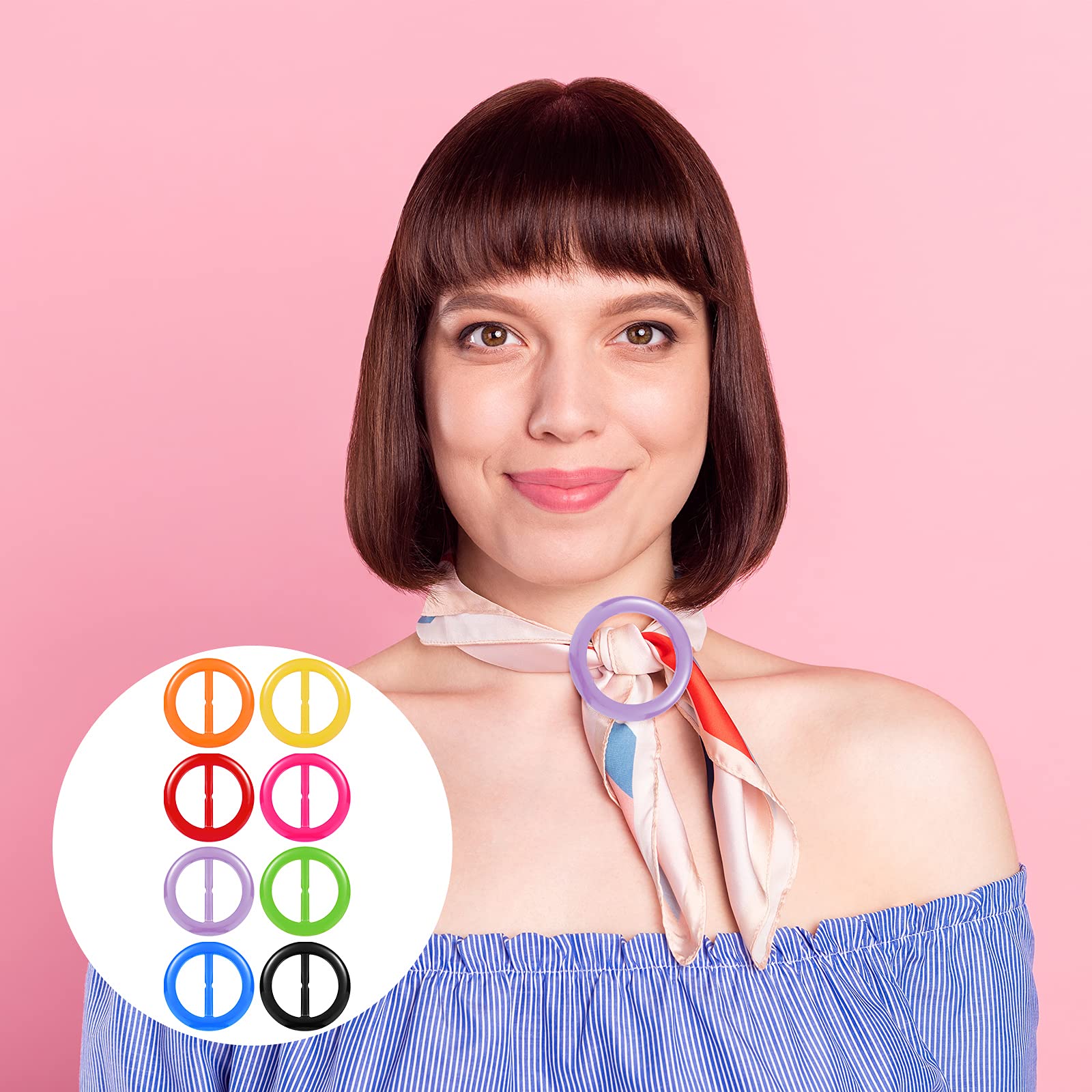 Boao 16 Pcs Shirt Clips for Women Tee Shirt Clips Scarf Clips 2 Inches 8 Colors (Rainbow Style)