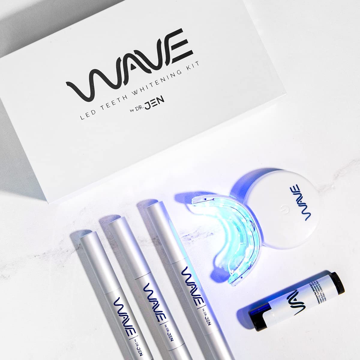 Dr Jen Teeth Whitening Kit with LED Light, 35% Carbamide Peroxide, Remove Deep Enamel Stains, Anti-Plaque, 3 Gel Tubes, Results in 24 Hours
