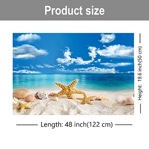 ELEBOX Fish Aquarium Background Starfish Blue Sky Beach Shell Seaweed Fish Tank Poster Background 19" x 48"