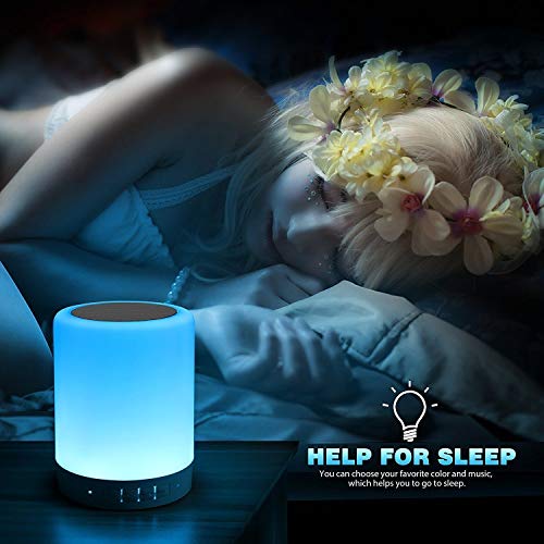 Elecstars Touch Bedside Lamp - with Bluetooth Speaker, Dimmable Color Night Light, Outdoor Table Lamp with Smart Touch Control, Best Gift for Men Women Teens Kids Children Sleeping Aid