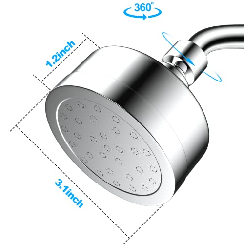 Fixed Rain Shower Head, 3.0 GPM High-Pressure Water Flow with Adjustable Angles, Full Stainless Steel Wall Mounted Luxury Washable Rainfall Showerhead, No Painting Peeling-Bright Black