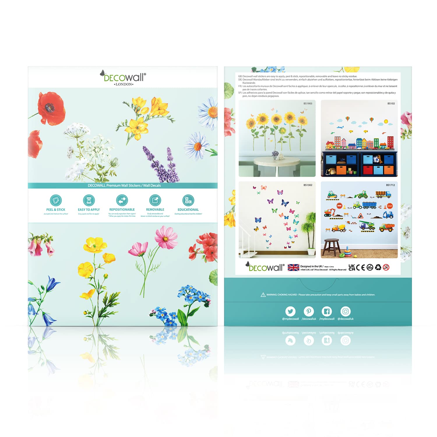 DECOWALL DS6-2020 Numbers Wall Stickers Wall Decals Peel and Stick Removable Wall Stickers for Kids Nursery Bedroom Living Room