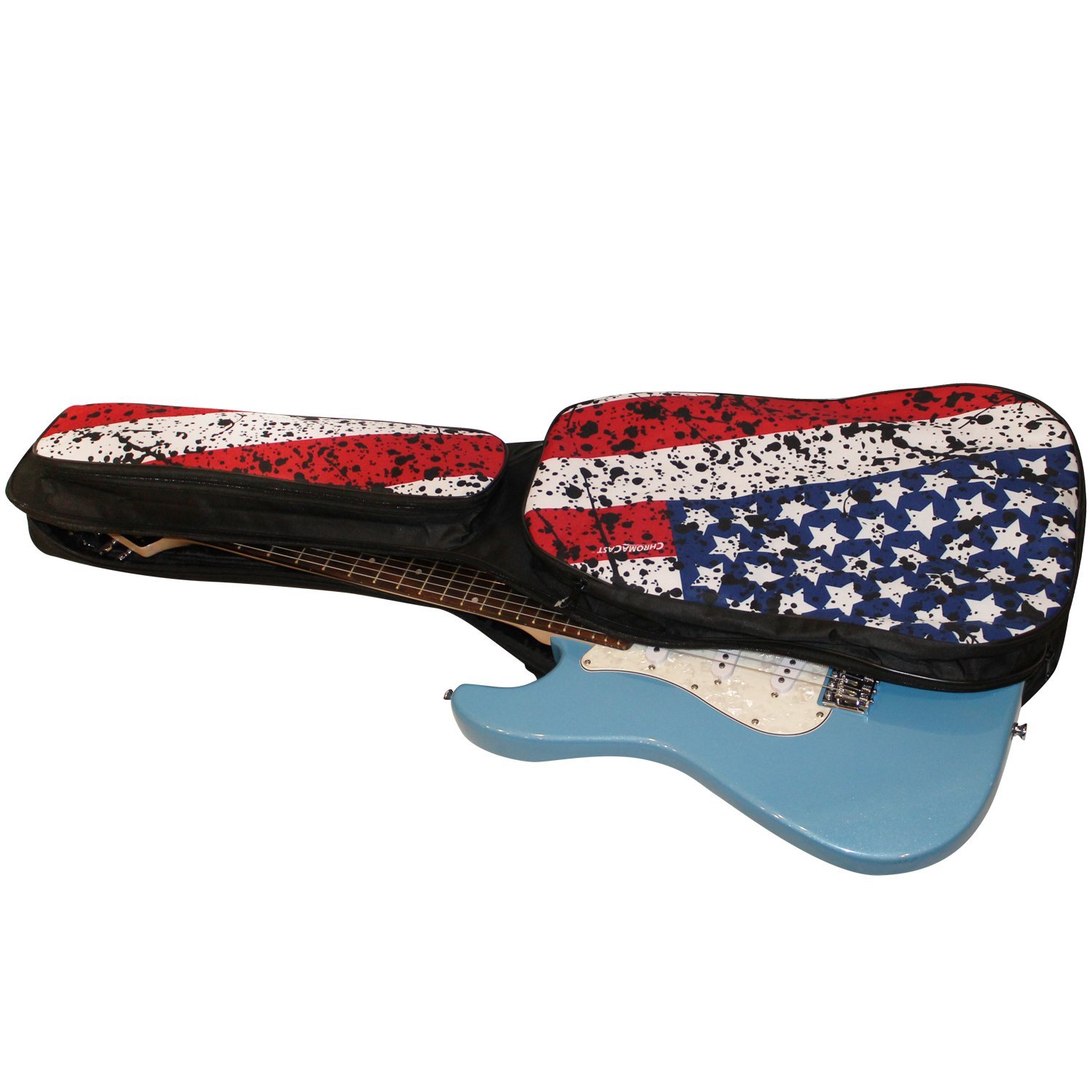 ChromaCast Padded Electric Guitar Gig Bag with American Flag Graphics
