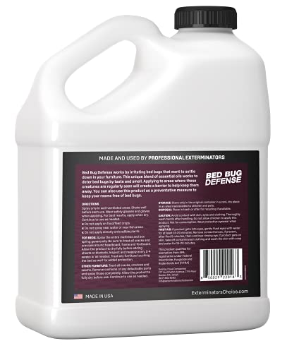 Exterminators Choice Bed Bug Defense Spray - Gallon Size - Effective Bed Bug Repellent for Bedding - Carpet - Furniture - Backpacks - Powerful Bed Bug Killer - Natural Bedbugs Killers Treatment