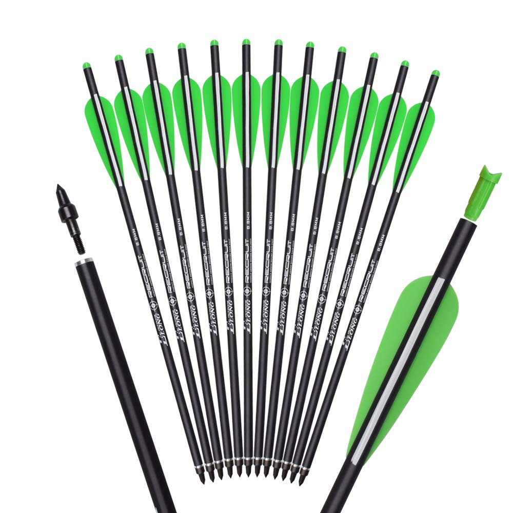 Carbon Crossbow Bolts 22 Inch Hunting Archery Crossbow Arrows with 4" Vanes Replaced Arrowhead Brodhead Tip 12PCS Pack