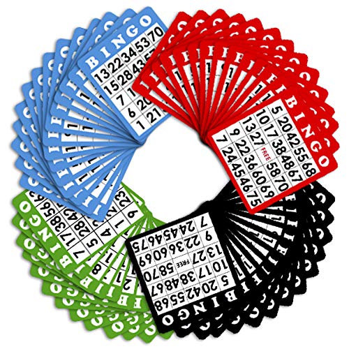 Royal Bingo Card and Chips Expansion Pack for 100 People - 100 Playing Cards, 1,000 Mixed Bulk Bingo Chips Translucent Colors