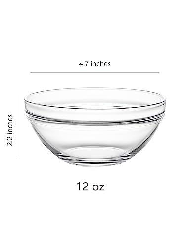Sweejar 4.5 inch Small Glass Bowls Set, 12 oz Prep Bowls for Cooking, Small Bowls for Kitchen, Dessert Bowls for Ice Cream, 9 pack