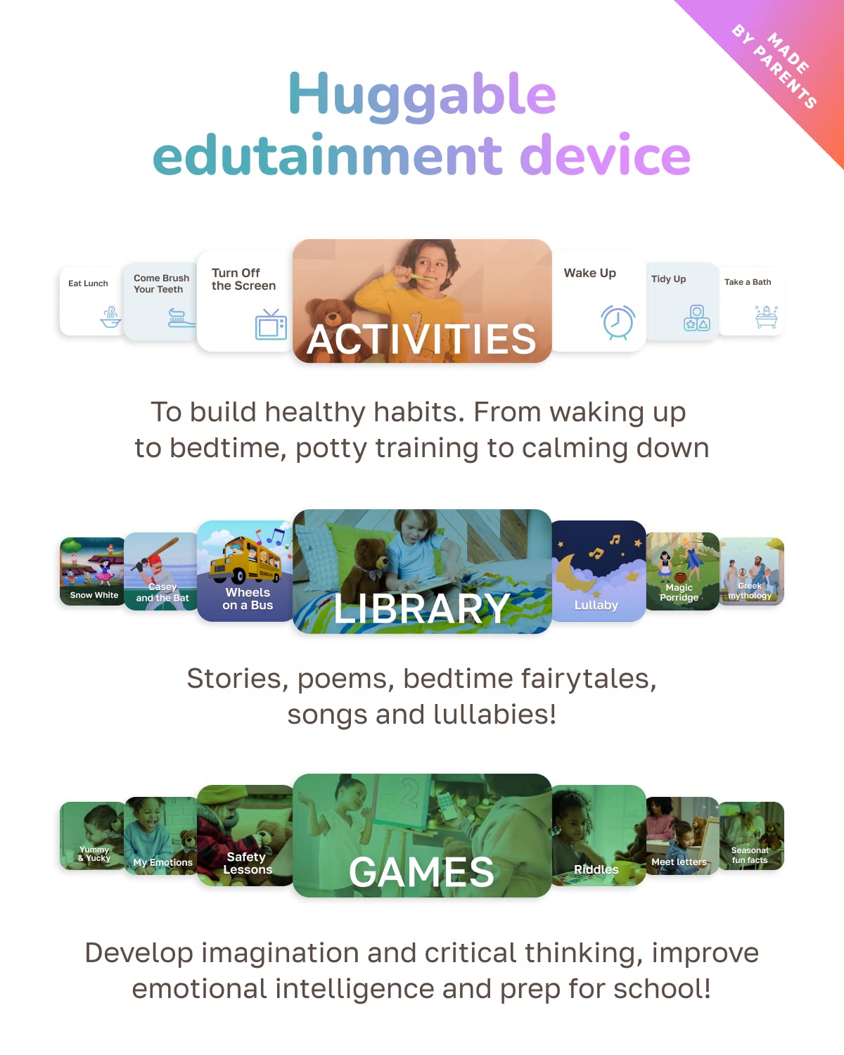 Smart Teddy Interactive Educational Toy for 2 3 4 Year Old, 35+ Learning Activities, Storytelling, Bedtime Stories, Routine Builder, Teddy Bear, Best Gift for Toddlers and Preschoolers