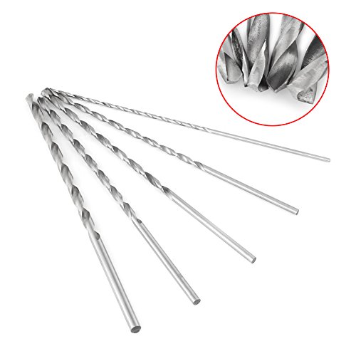 Extra Long High-Speed Steel Drill Bit Sets, Heat Resistant Straight Shank Twist Drill Bit Tool, Long Length Drill Bits Kits, Five Sizes, for Wood Plastic and Aluminum, 5Pcs 2-5mm