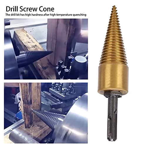 Drill Screw Cone Wood,Firewood Split Drill Bit Round Shank High Speed Steel Wood Cone Punch Accessories 32mm