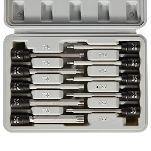 Extra Long Torx Bit Socket Set (10 Pack) - Long 3.5" Torx Bit in 3/8" Drive T10 - T60