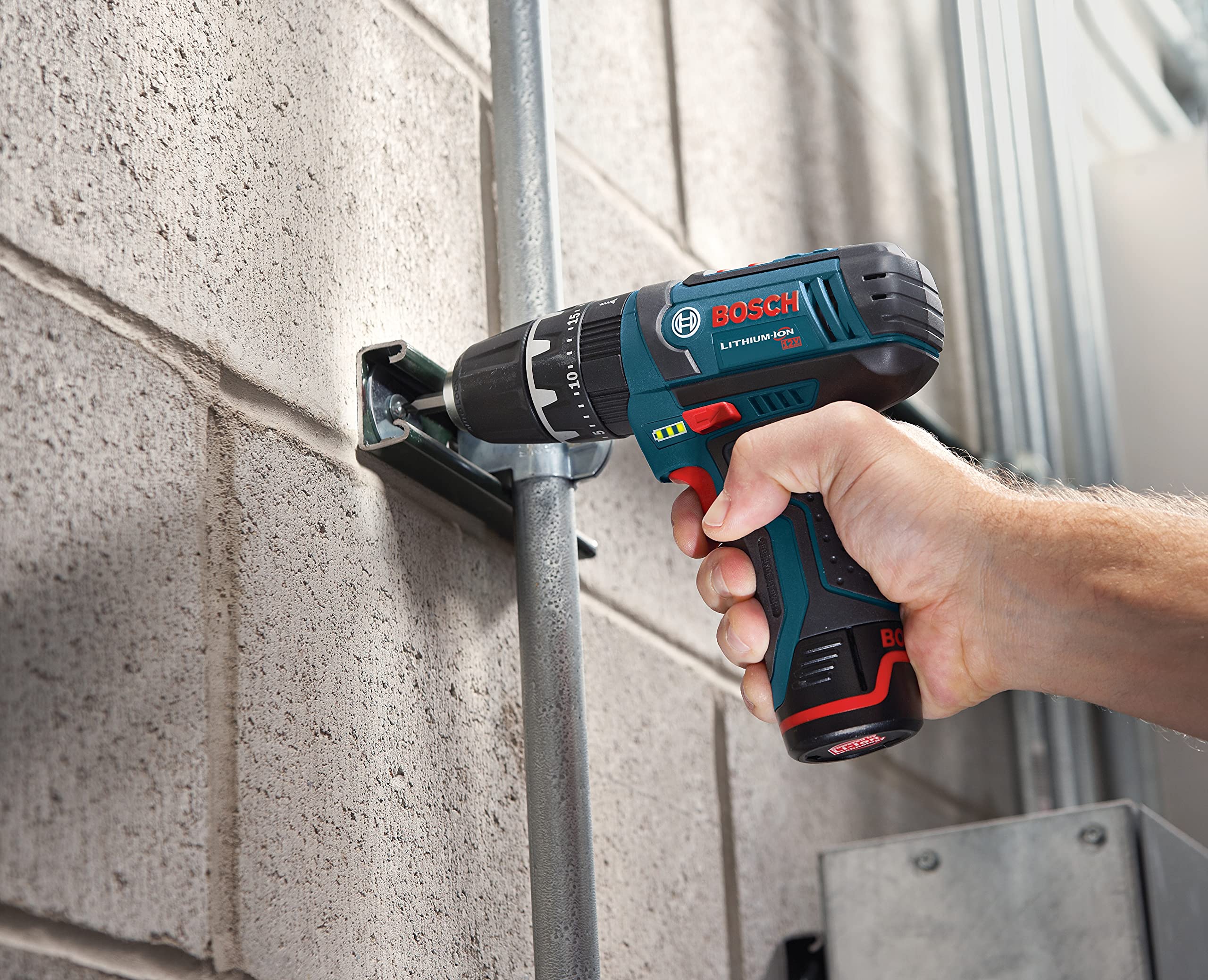 BOSCH PS130-2A 12-Volt Lithium-Ion Ultra-Compact Hammer Drill/Driver Kit, 3/8-Inch , Blue