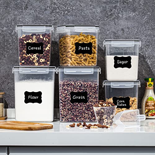 PANTRYSTAR 10 PCS Large Airtight Food Storage Containers, Flour and Sugar Containers with Lids for Kitchen, Pantry Organization and Storage, BPA Free Pantry Container, Black