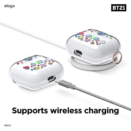 elago BT21 Case Compatible with Apple AirPods 3rd Generation Case, Clear Case with Keychain Compatible with AirPods 3 Case, Reduce Yellowing, Wireless Charging [Official Merchandise] [7FLAVORS]