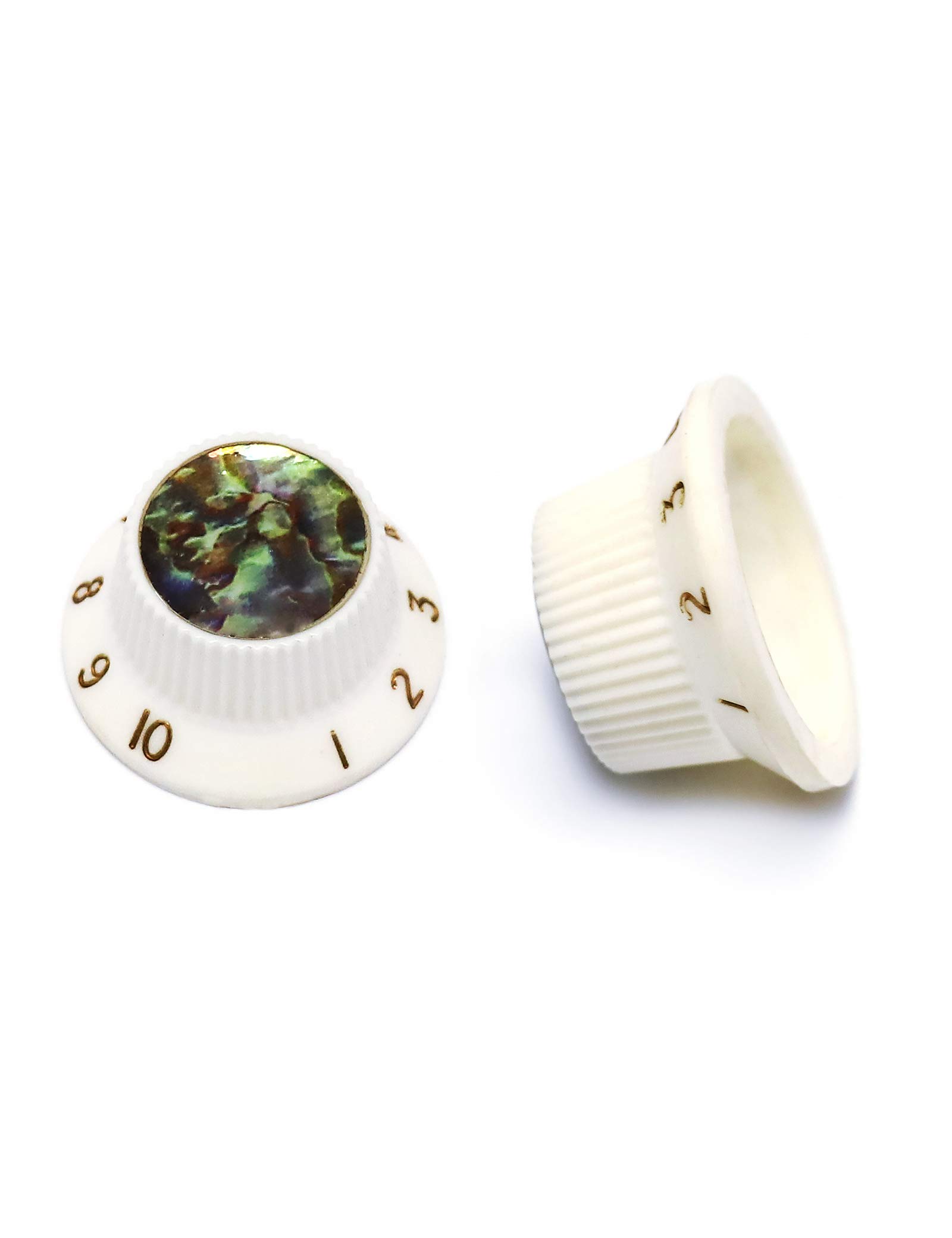 Rubatone Guitar Knobs Abalone Top Speed Control Knobs 6mm Shaft Pots Volumn Tone Knobs Compatiable with Strat Stratocaster Electric Guitar Set of 3Pcs.