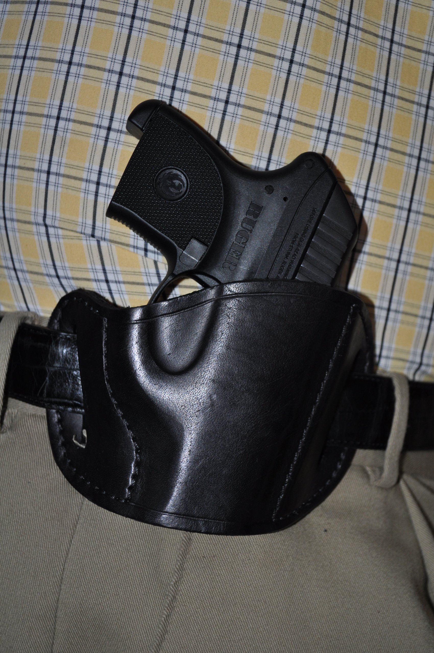 Black Leather Belt Holster for Ruger LCP .380