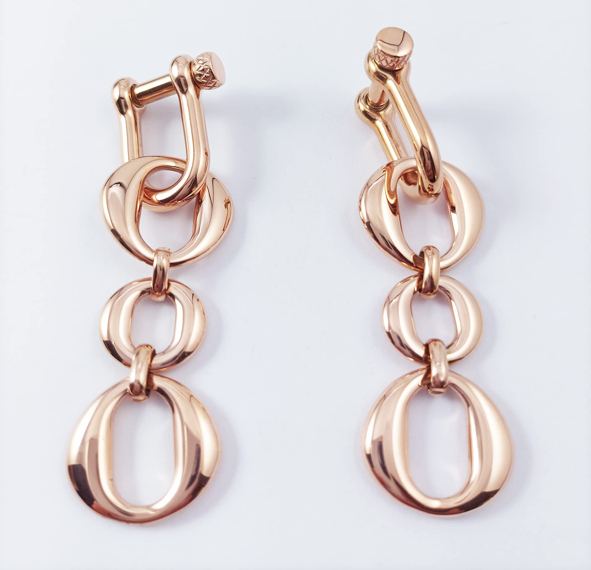 DewGem Hoops Dangling Plugs Link Dangle Ear Gauges for Ear Tunnels Stainless Steel Dangling Plugs and Tunnels Ear Stretching Kits Dangle Gauges Ear Plugs for Women Size 6G(Silver & Link)