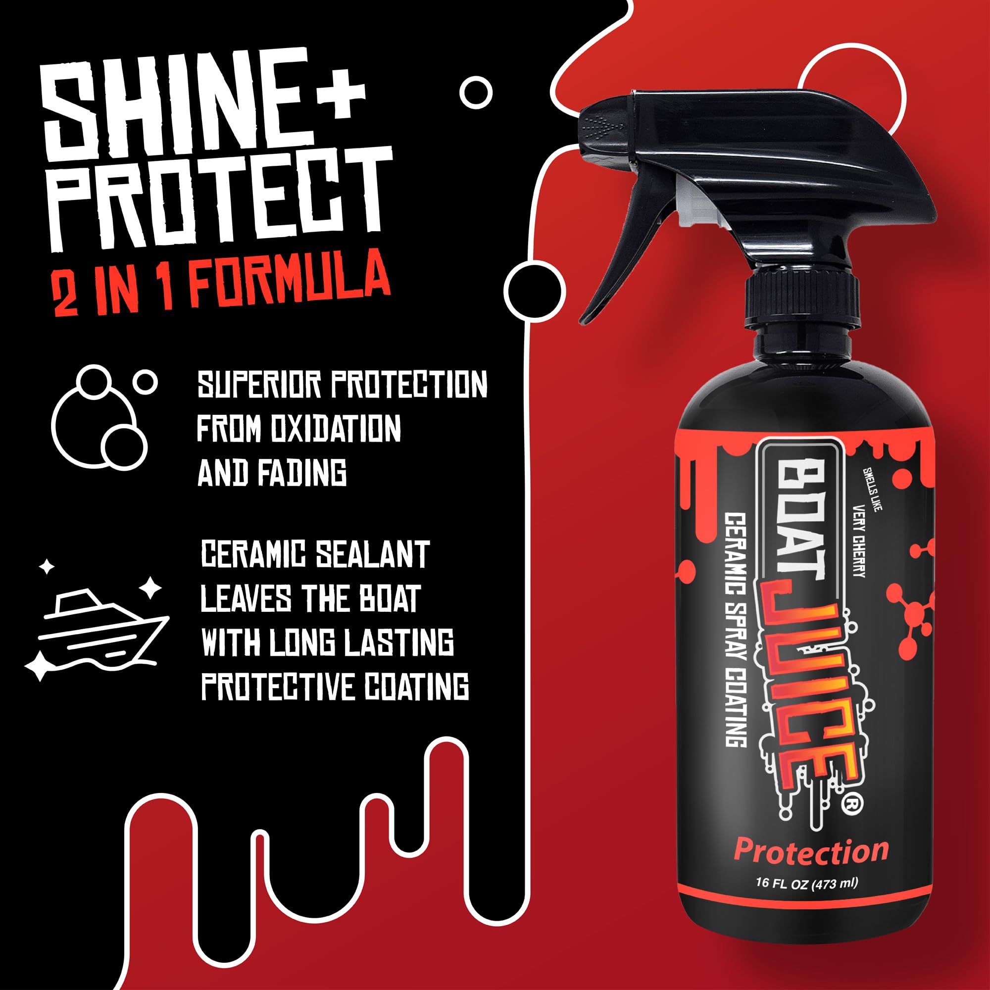 Boat Juice Protection - SiO2 Ceramic Spray Coating - Extreme Gloss + Slickness - Protect Your Boat from Water Spots