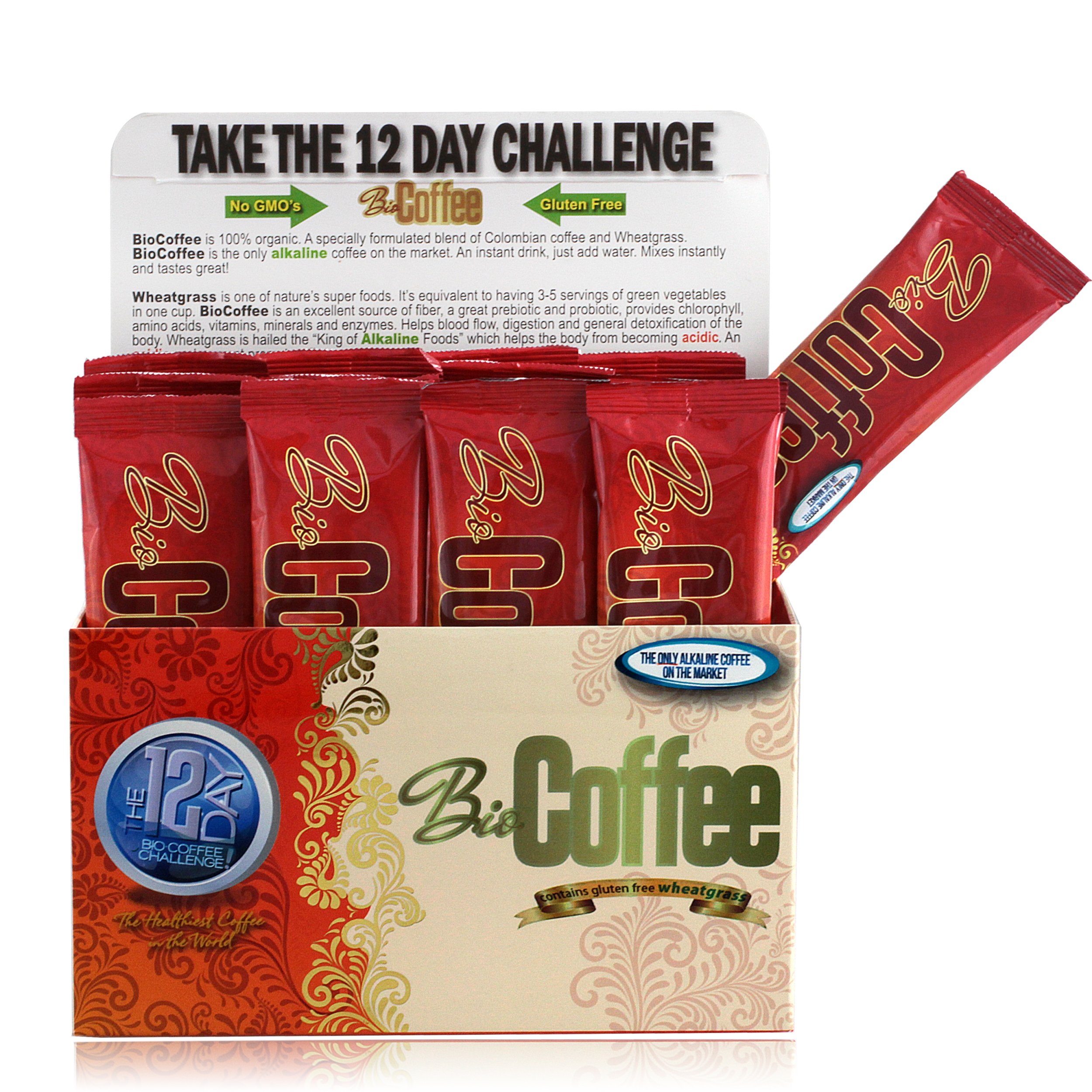 Bio Coffee- First Organic Instant Non-dairy Alkaline Coffee (1 Box)