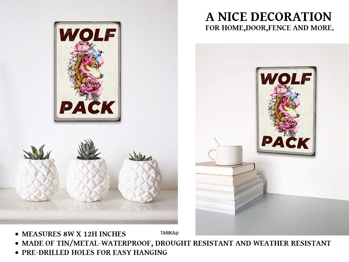 Wolf's Pack 8X12 Inch Retro Look Tin Decoration Art Sign for Home Kitchen Bathroom Farm Garden Garage Inspirational Quotes Wall Decor