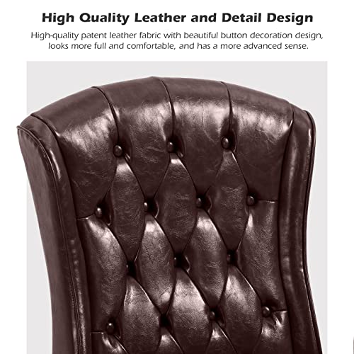 YAMASORO High Back Ergonomic Executive Office Chair with Wheels and Arms, Tufted Back & Nailhead Trim, Home Office Desk Chairs for Home & Office, Faux Leather Swivel Work Chair,Brown