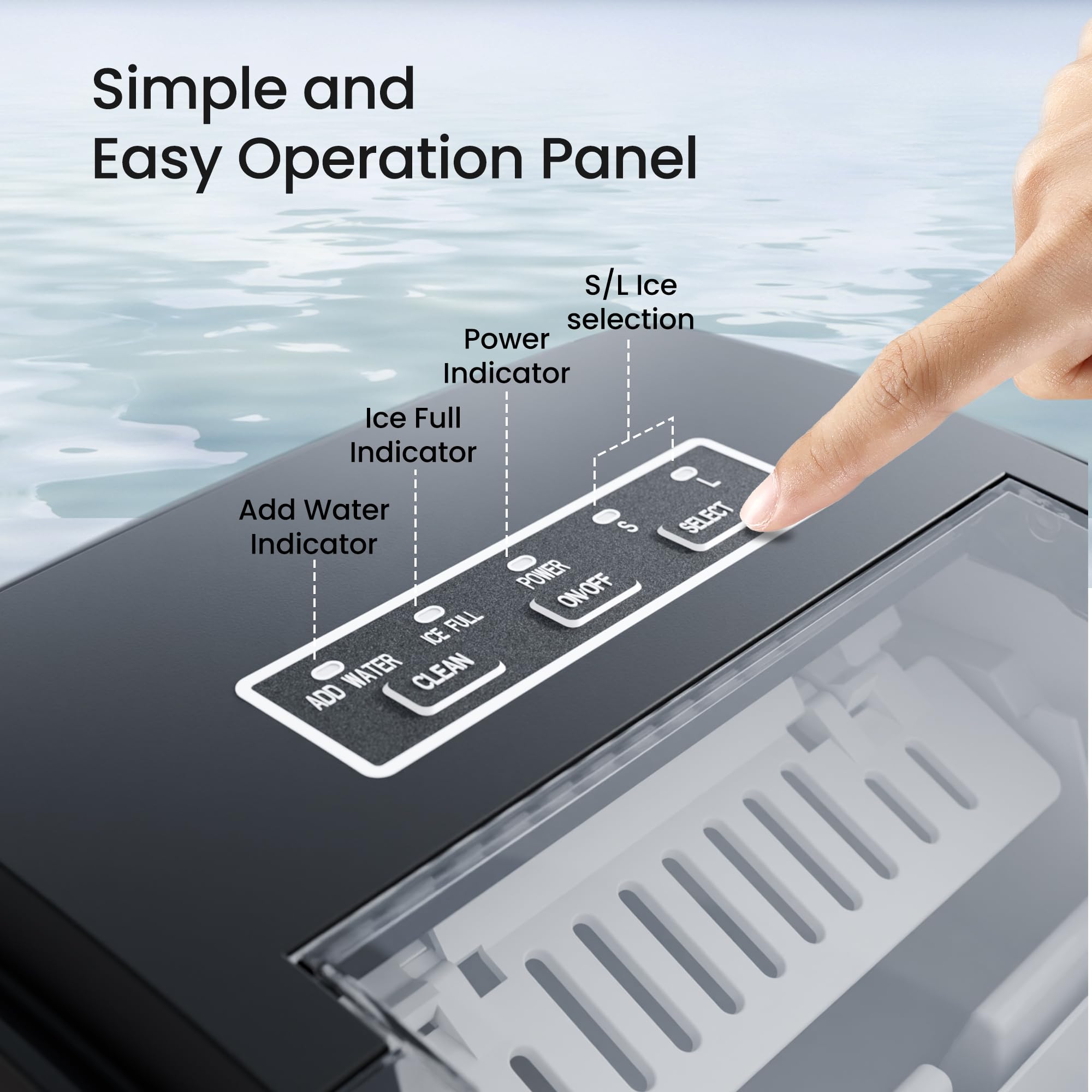 Kismile Ice Makers Countertop with Handle,26Lbs/24H,9 Cubes in 6 Mins,2 Sizes of Bullet Ice,Portable Ice Maker with Self-Cleaning,Ice Maker Machine Perfect for Home & Kitchen(Black)