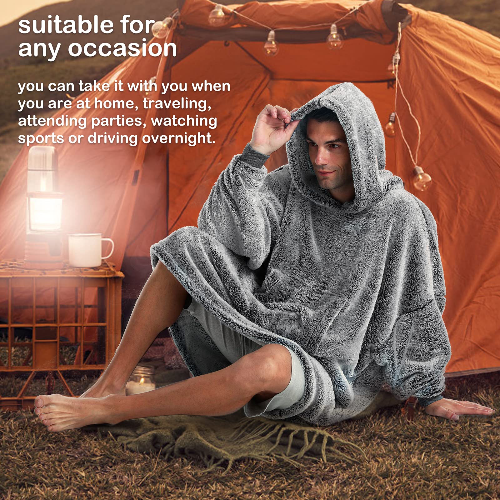 Cozy Sherpa Wearable Snuggle Blanket Hoodie with Sleeves for Adults Women Men Kids Gift Idea,Oversized Blanket Sweatshirt,Super Warm Light Weight,Dusty Rose,Oversize