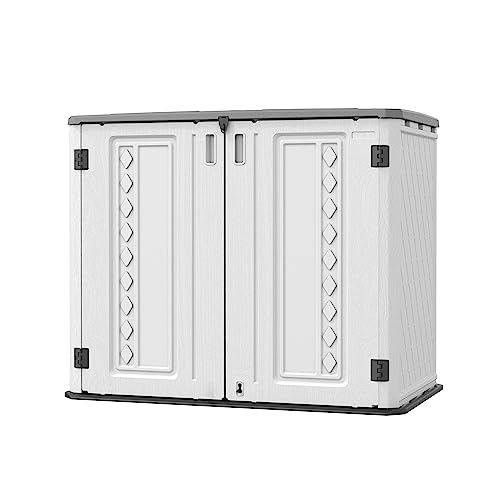 Mrosaa Sheds & Outdoor Storage, 34 Cu.ft Horizontal Storage Sheds Outdoor with Floor, Outdoor Storage Cabinet Waterproof for Garage Storage, Pool Storage, Bike Shed, Garden Shed