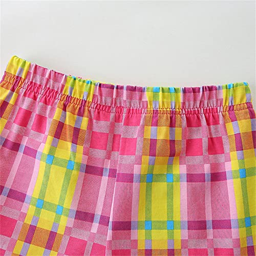 Toddler Girl Short Clothing Sets Easter Summer Cotton Casual Pink Watermelon Top Tee Shirts Check Shorts Beach Outfits Sets 3T