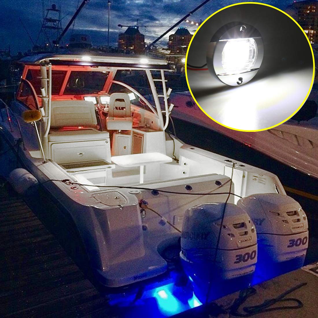 Boaton Boat LED Night Fishing Lights, Courtesy Lights, Deck Lights, Marine Boat Led Lights, Boat Interior Lights, Boat Navigation Lights, Navigation Lights For Boats Led (White)