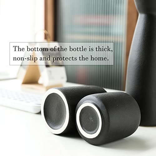 KIOXOHO Black Ceramic vase Set-3 Small Flower vases for Decor,Modern Rustic Farmhouse Home Decor,Decorative vase for Pampas Grass&Dried Flowers,idea Shelf,Table,Mantel,entryway,Bookshelf Decor