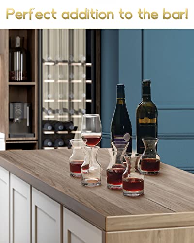 NUTRIUPS Mini Carafe Mini Individual Wine Carafe Single Serving Glass Wine Carafes Set Glass Mini Carafe Decanters Small Individual Wine Decanter (Set of 6 8.5oz)