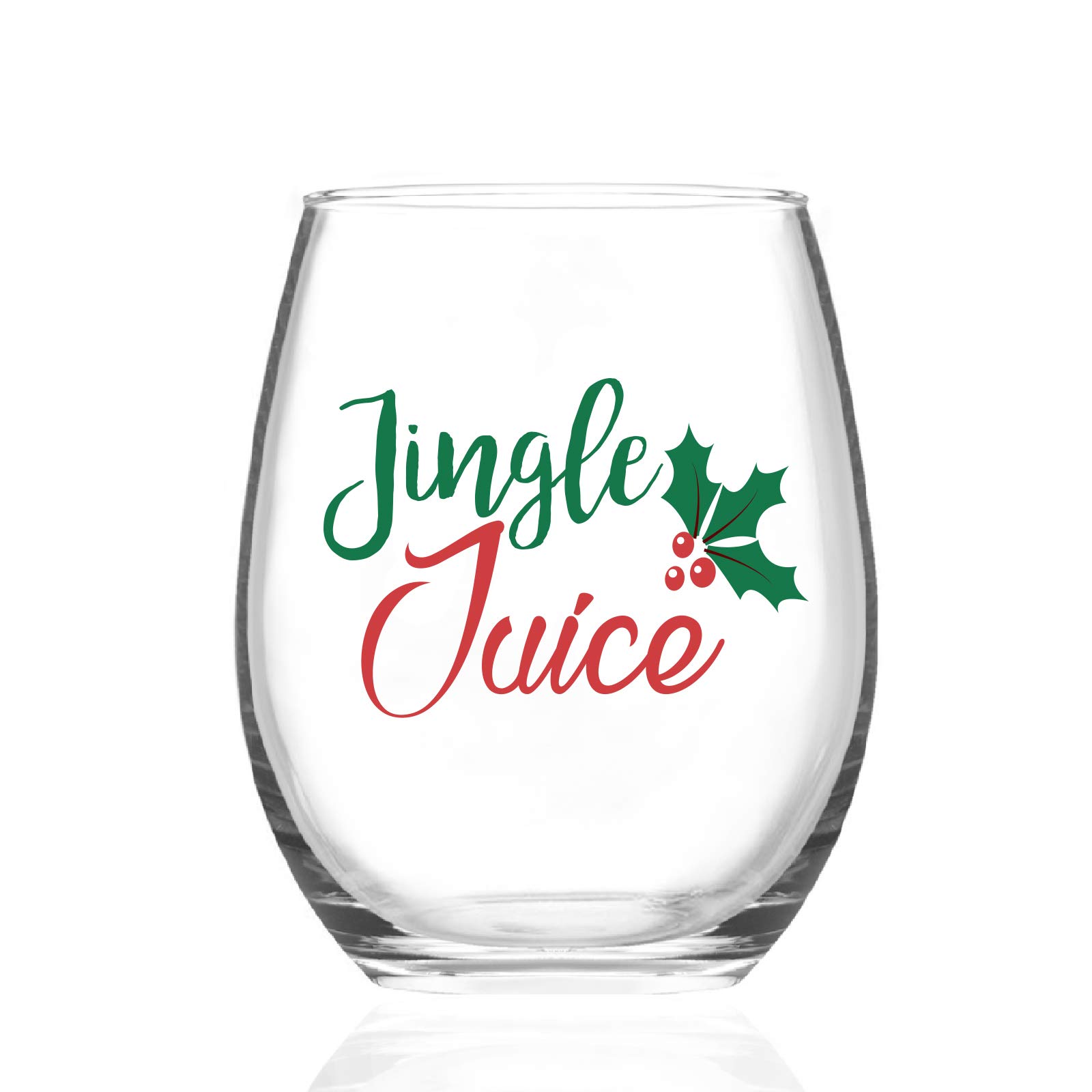 Christmas Wine Glass, Jingle Juice Stemless Wine Glass for Women, Men, Dad, Mom, Wife, Husband, Friend, Sister, Coworker