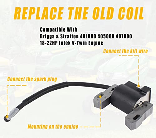 Boine 592846 799651 Ignition Coil Compatible with Briggs and Stratton Intek V-Twin 18-22HP Engine, Replaces 691060 401577(2Pcs)
