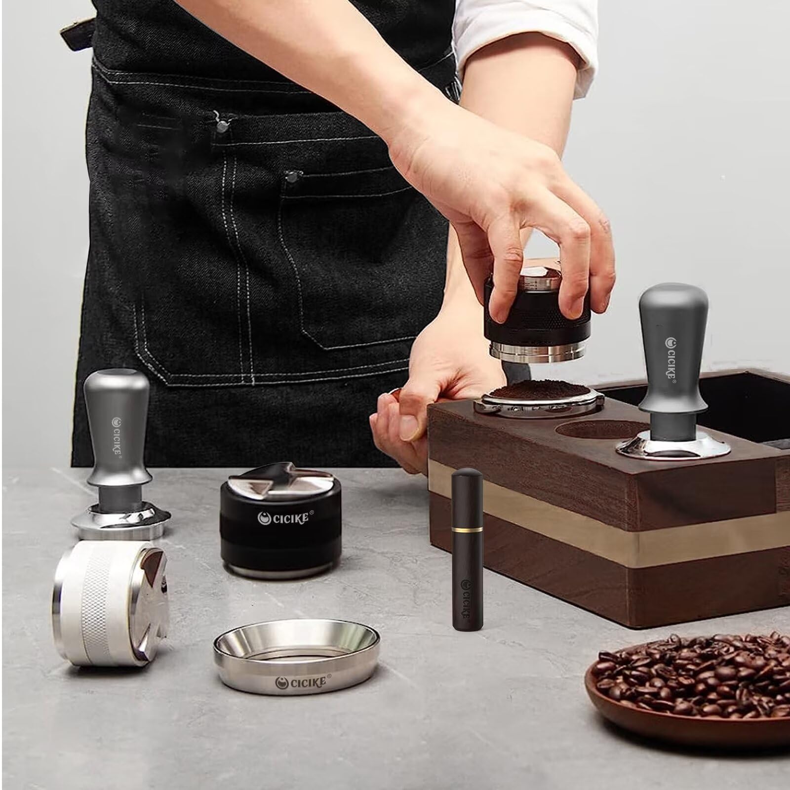 Cicike WDT Tool Espresso, Compact and Portable Lipstick Shape Design, Espresso Distribution Tool, Espresso Stirrer, Nature Wood Handle with Protective Case