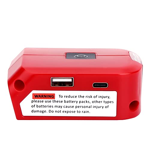 Elefly M18 Dual USB Charger Adapter Replacement for Milwaukee M18 Power Source 49-24-2371 with LED Work Light, Compatible with Milwaukee M18 Battery 48-11-1850 48-11-1862 48-11-1820