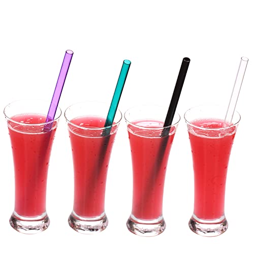 Dakoufish 9" Wide Mouth Reusable Plastic Replacement Drinking Straws for Milkshake,Smoothie Set of 8 with Cleaning Brush (9inch,4color)