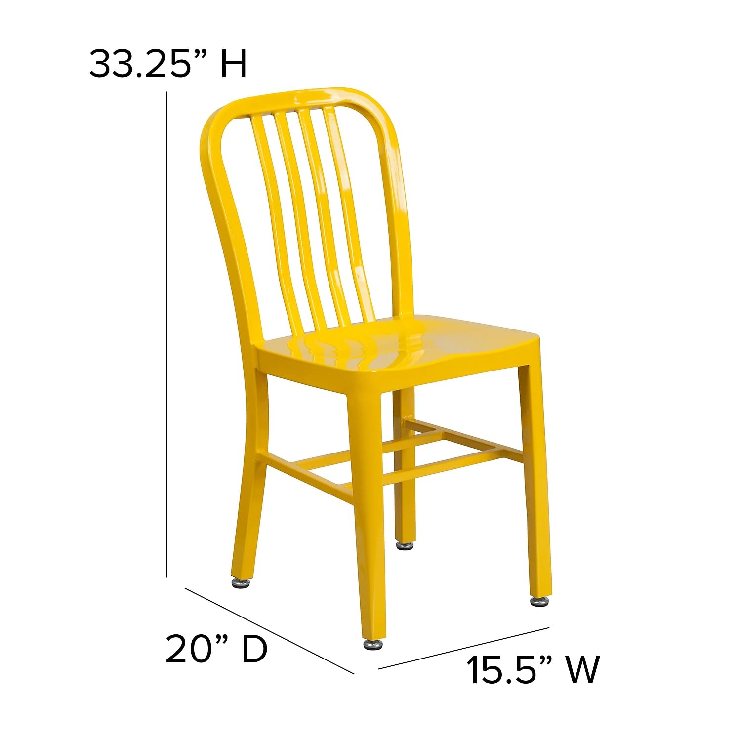 Flash Furniture Gael Commercial Grade 2 Pack Yellow Metal Indoor-Outdoor Chair