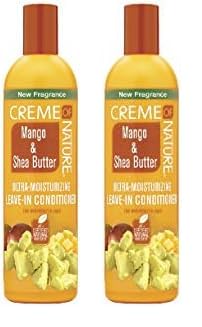 Creme of Nature Leave In Conditioner with Mango & Shea Butter, Ultra Moisturizing for Dry Dehydrated Hair, 12 Fl Oz (Pack of 2)
