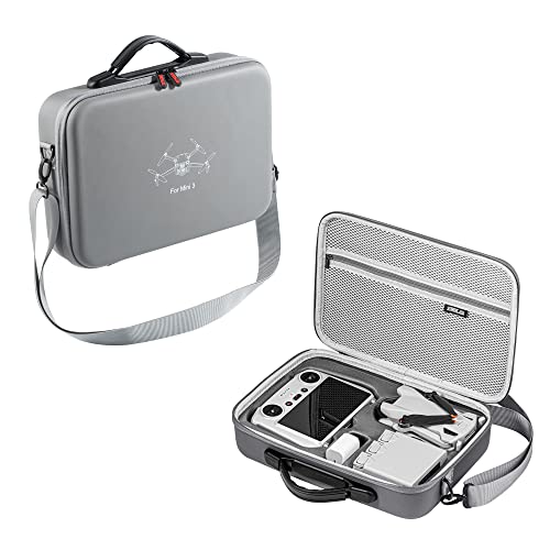 CENPIN Mini 3 RC Case, Portable Travel Bag PU Leather Carrying Case Bag for DJI Mini 3 RC/Mini 3 Pro RC Drone Accessories with DJI RC Controller and Other Accessories