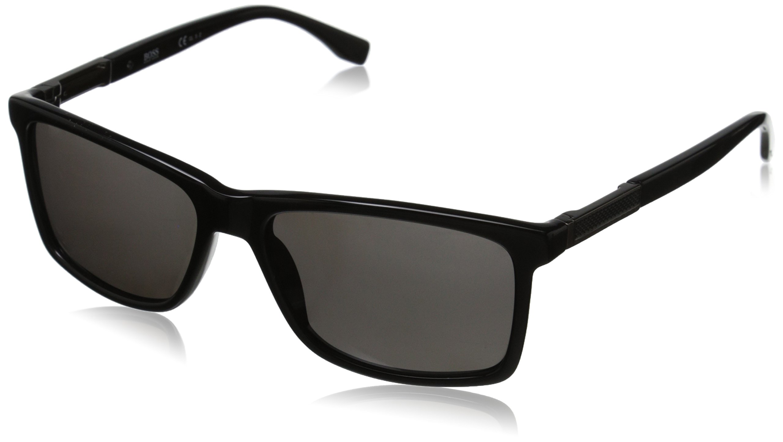 BOSS by Hugo Boss Sunglasses (Safilo Group) Men's 0704/P/S Rectangular Sunglasses, Black Dark Ruthenium & Gray Polarized, 57 mm