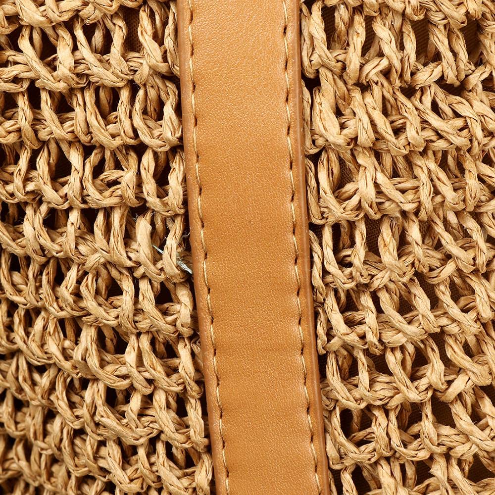 Women Straw Shoulder Bag Summer Beach Lightweight Large Wallet Handmade Woven Handbag (Khaki)