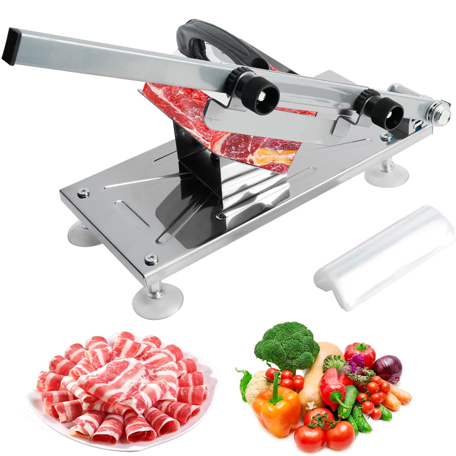 HYDDNice Meat Slicer Stainless Manual Meat Cutter Slicing Machine RollMeat Slicer Vegetable Meat Cheese Food Slicer Meat Cleavers for Home Kitche
