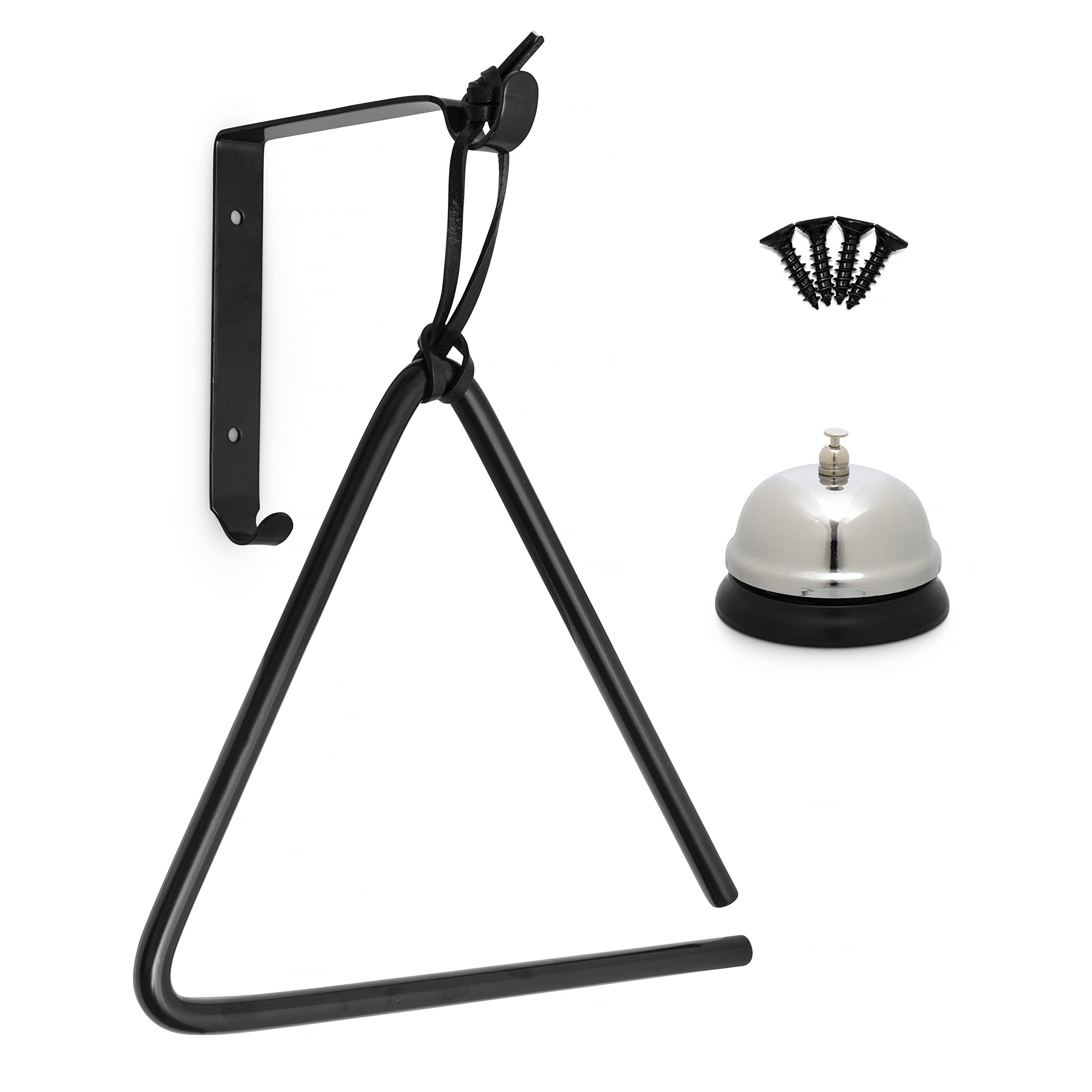 BURGE TIME Triangle Instrument - Heavy-Duty Cast Iron - 9" - Old-Fashioned Cowboy Dinner Bell - Rustic Farmhouse Antique Style - Loud Chime, Hang Indoor or Outdoor - Complete with Call Bell